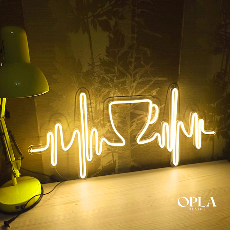 "Heartbeat coffee" Neon Coffee maroc - Neon Led au Maroc - OPLA DESIGN